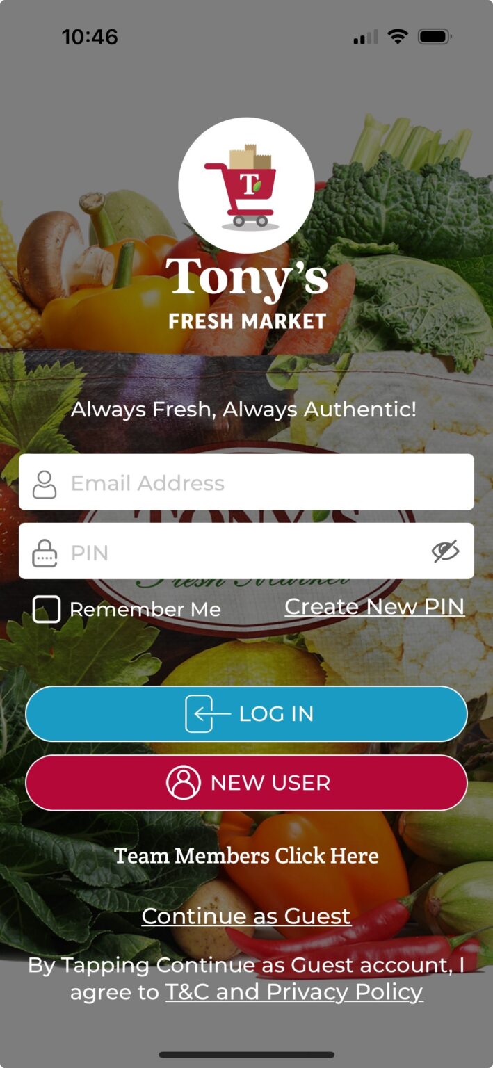 Tony's Rewards Create Pin - Tonys Fresh Market